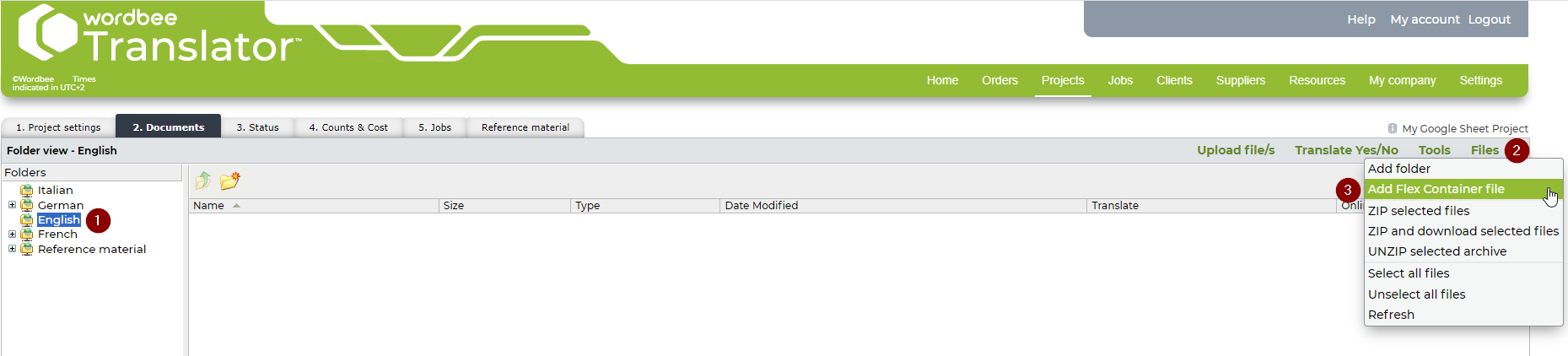 Prepare Your Google Sheets Project in Wordbee Translator